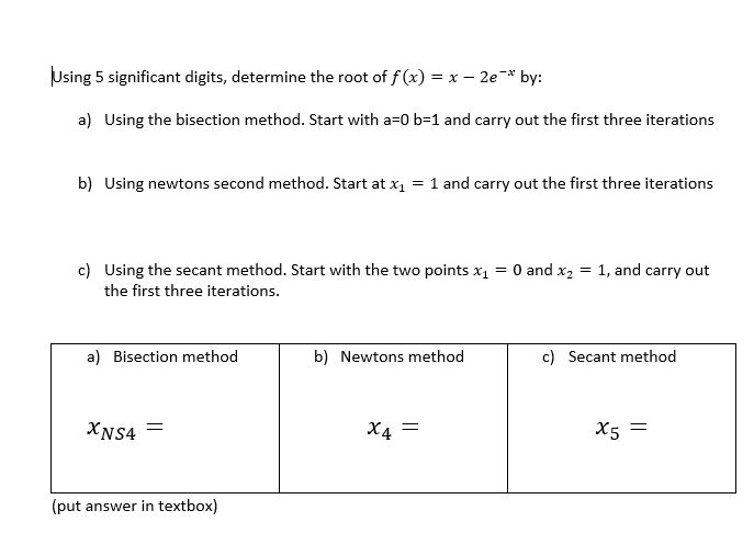Solved bsing 5 significant digits, determine the root of | Chegg.com