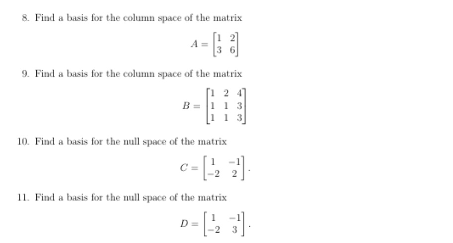 Solved Find a basis for the column space of the | Chegg.com