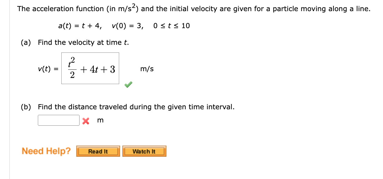 Solved The acceleration function (in m/s2 ) and the initial | Chegg.com