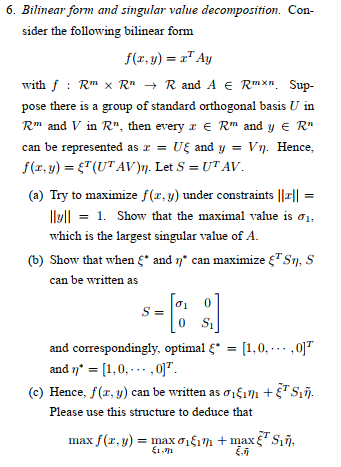 6. Bilinear form and singular value decomposition. | Chegg.com