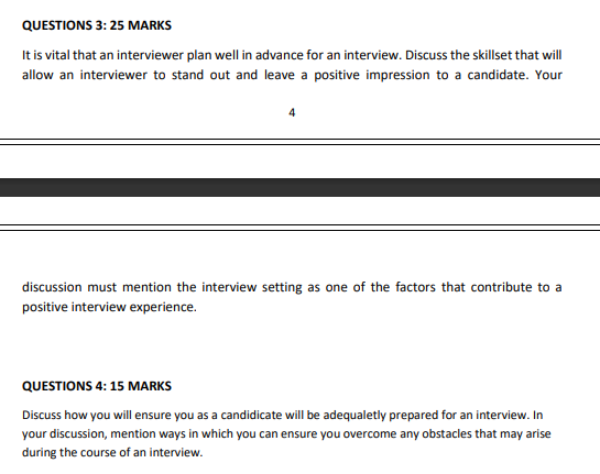Solved QUESTIONS 3: 25 MARKS It is vital that an interviewer | Chegg.com