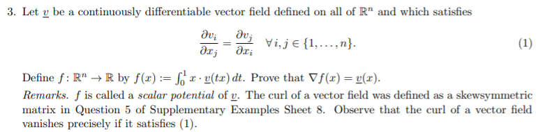 Solved 3. Let v be a continuously differentiable vector | Chegg.com
