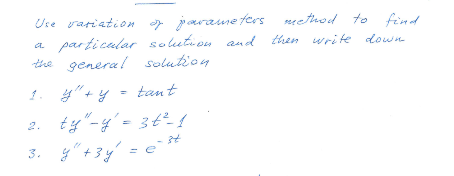 Solved Use variation of parameters method to find a | Chegg.com