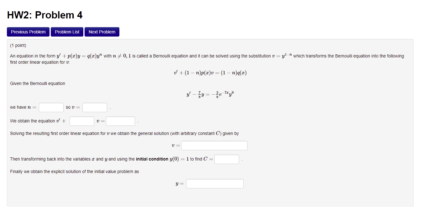 Solved HW2: Problem 4 Previous Problem Problem List Next | Chegg.com