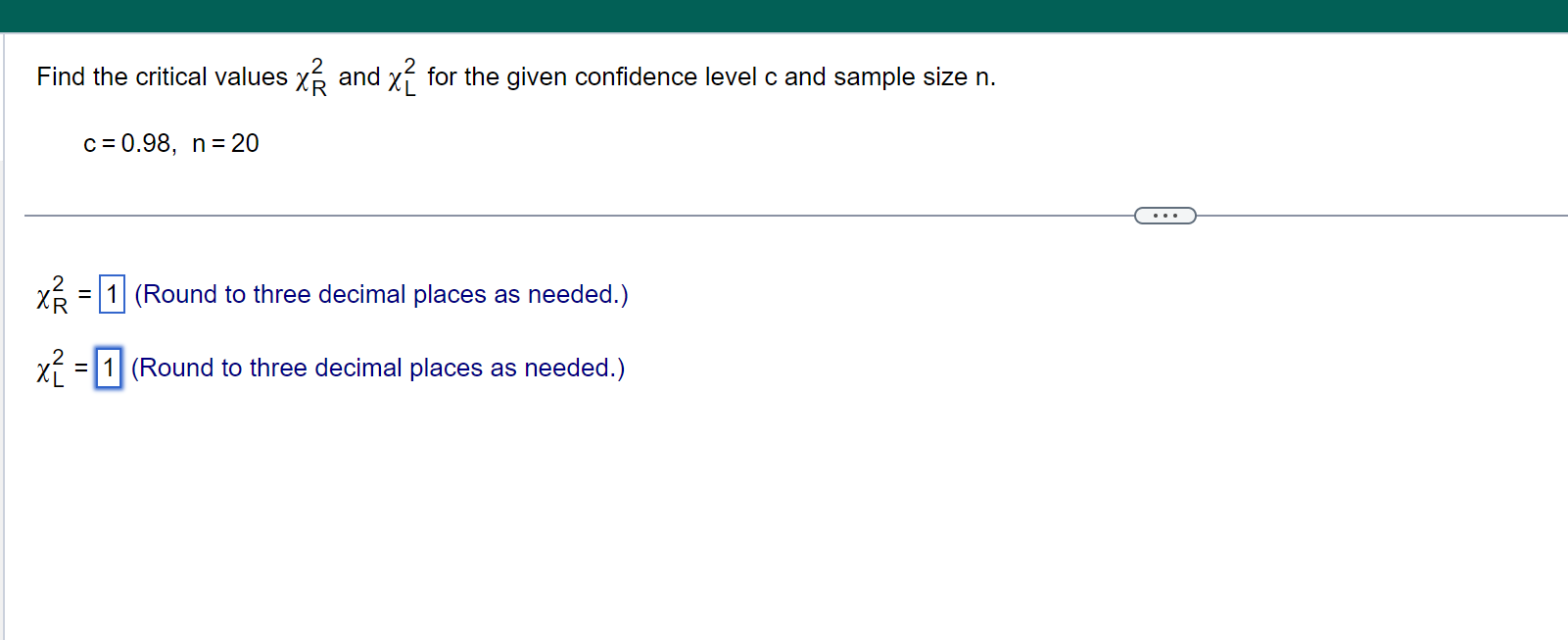 [Solved]: Find the critical values ( chi_{ mathrm{R}}^{2