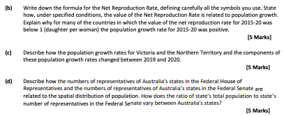(b) Write down the formula for the Net Reproduction | Chegg.com