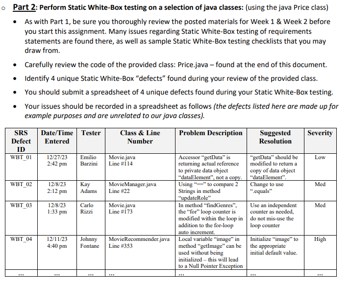Solved Part 2: Perform Static White-Box testing on a | Chegg.com