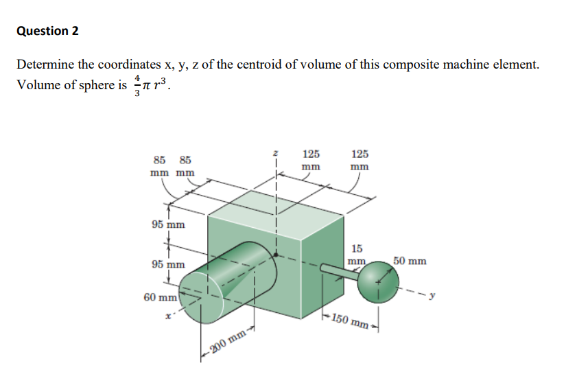 Solved Determine the coordinates x, y, z of the centroid of | Chegg.com