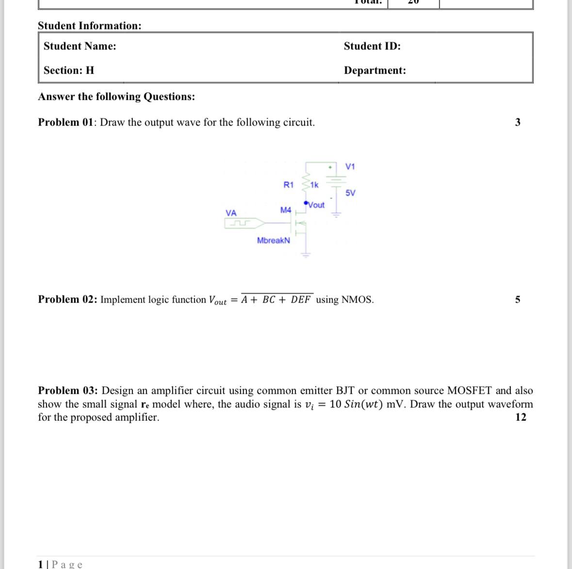 Problem 01: Draw the output wave for the following | Chegg.com