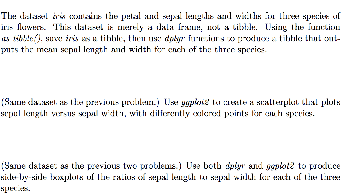 Solved The dataset iris contains the petal and sepal lengths | Chegg.com