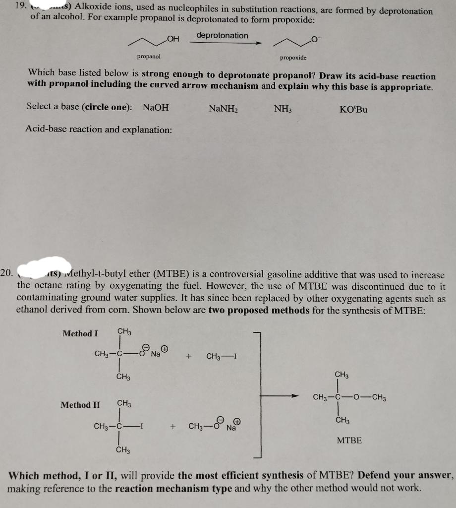 Solved 19. FS) Alkoxide ions, used as nucleophiles in | Chegg.com
