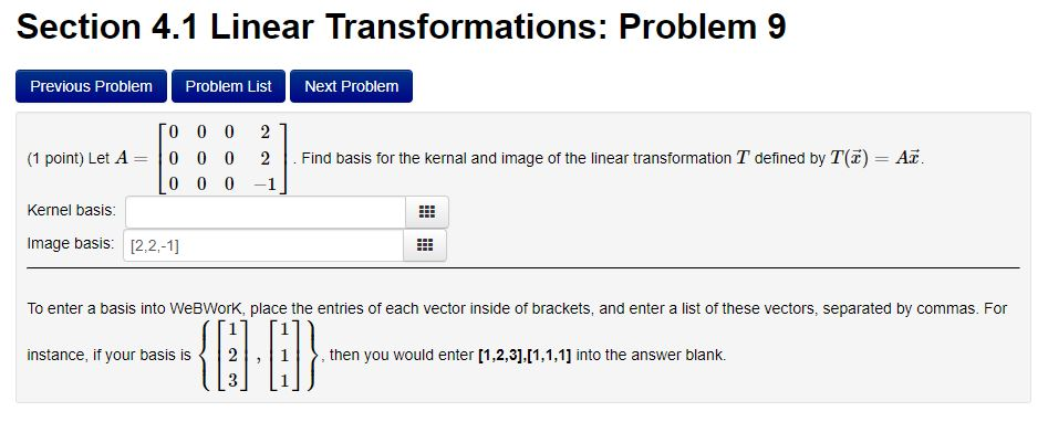Solved Section 4 1 Linear Transformations Problem 9