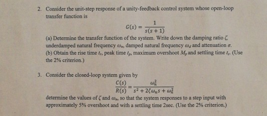 Solved Consider the unit-step response of a unity-feedback | Chegg.com