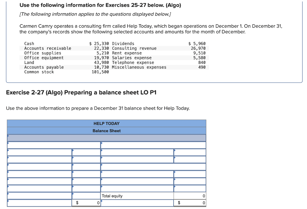 Solved Use the following information for Exercises 25-27 | Chegg.com