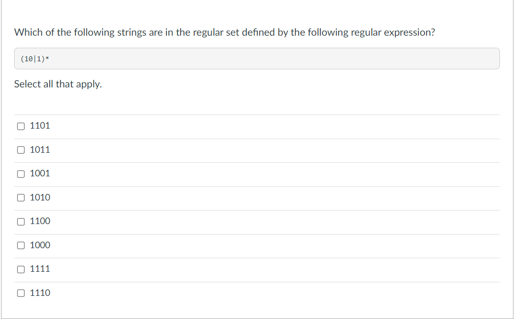 Solved Which of the following strings are in the regular set | Chegg.com