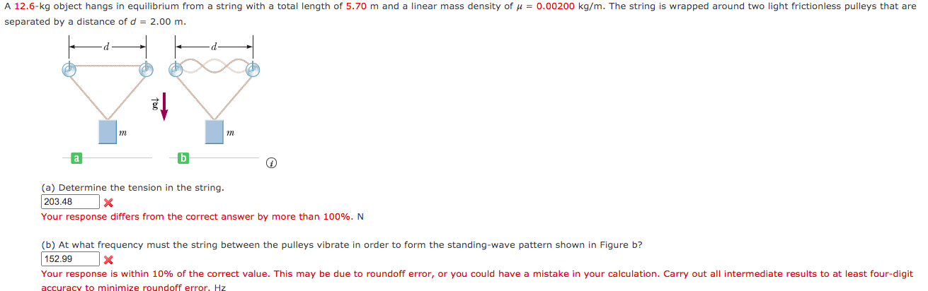 Solved A 12.6-kg object hangs in equilibrium from a string | Chegg.com