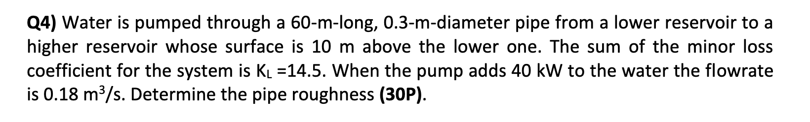 Solved Water is pumped through a 60-m-long, | Chegg.com