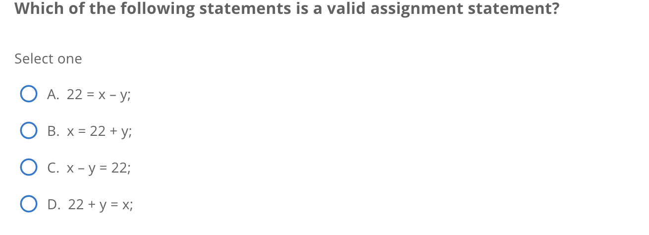 Solved Which of the following statements is a valid | Chegg.com