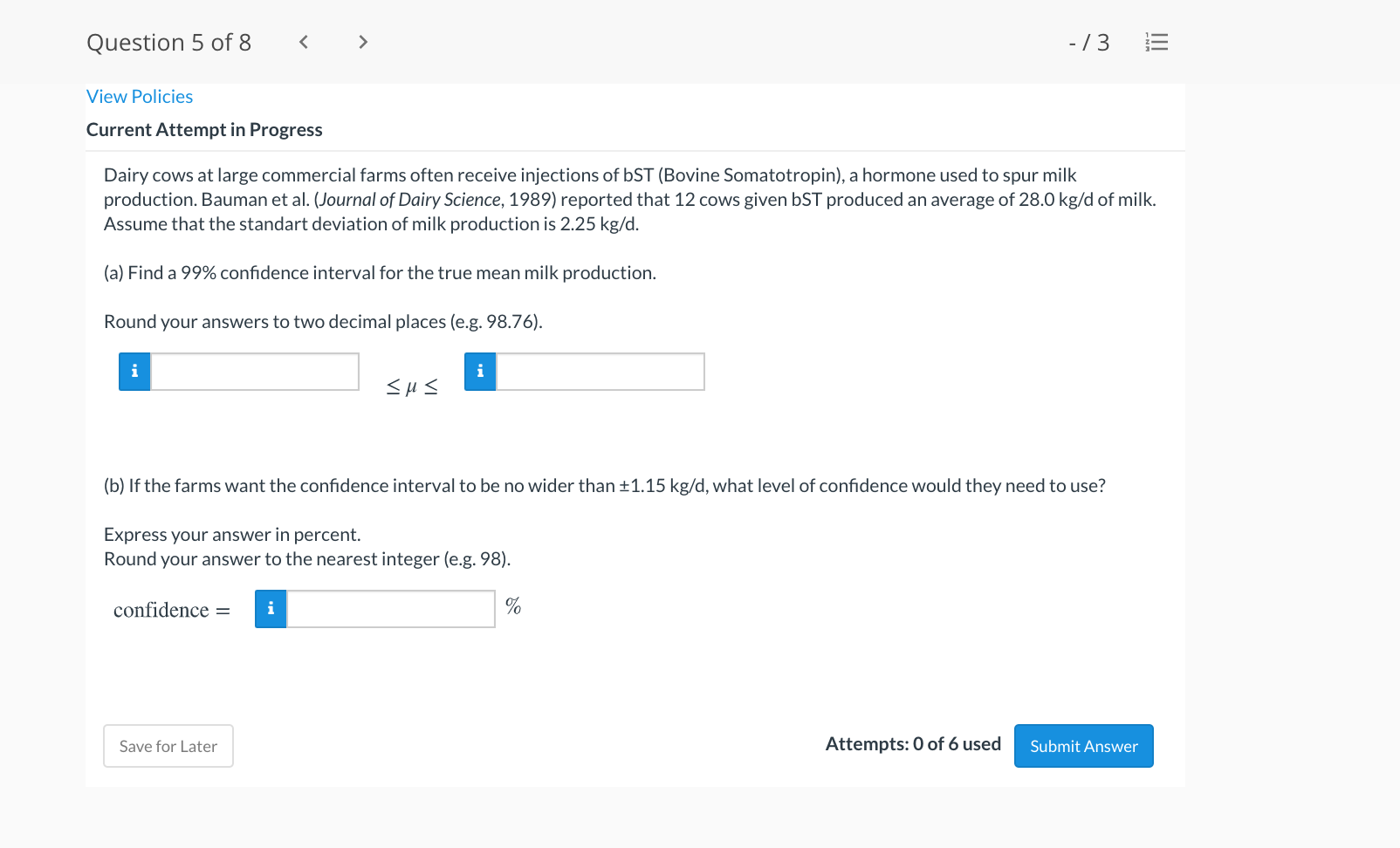 Solved Question 5 of 8 -73 III View Policies Current | Chegg.com