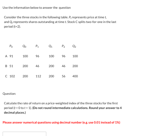 Solved Use the information below to answer the question | Chegg.com
