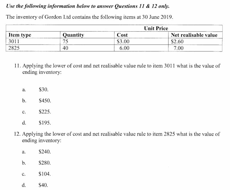 Solved Use the following information below to answer | Chegg.com