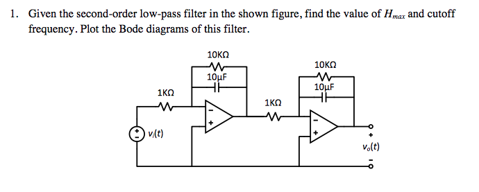 Solved 1. Given the second-order low-pass filter in the | Chegg.com
