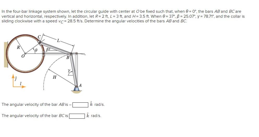 Solved In the four-bar linkage system shown, let the | Chegg.com