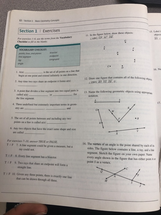 Solved 12 I Section 1 Basic Geometry Concepts Section 11 | Chegg.com