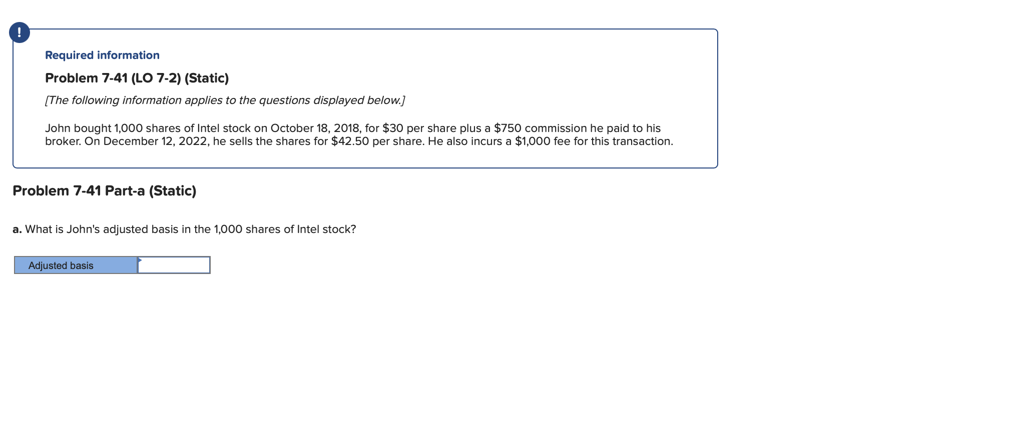 Solved Required information Problem 7-41 (LO 7-2) (Static) | Chegg.com Solved Required information Problem 7-41 (LO 7-2) (Static) | Chegg.com