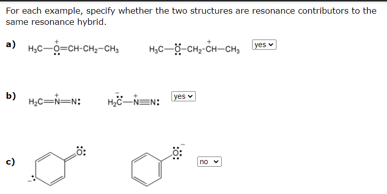 Solved For each example, specify whether the two structures | Chegg.com
