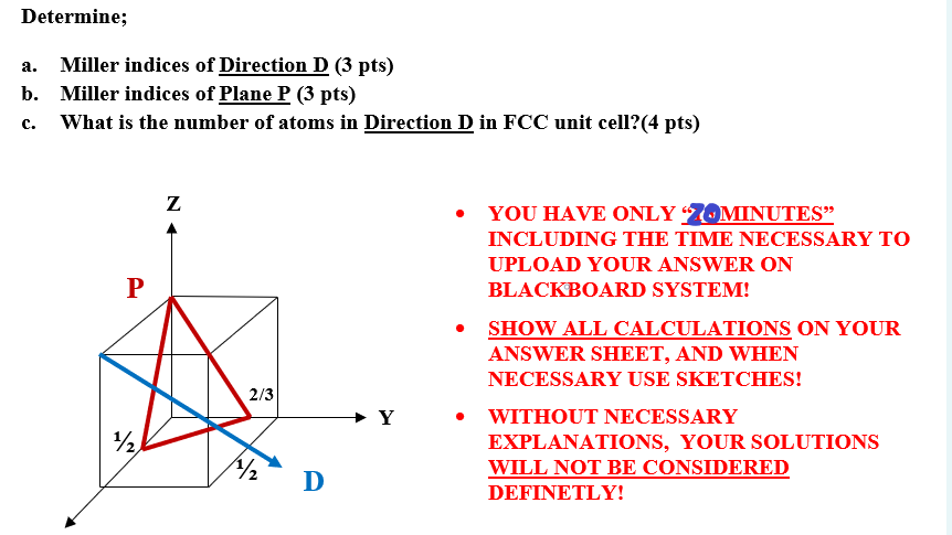 Solved Determine; a. Miller indices of Direction D(3pts) b. | Chegg.com
