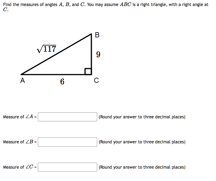 Solved Find The Measures Of Angles A B And C You May