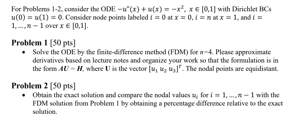 Solved For Problems 1-2, consider the ODE | Chegg.com