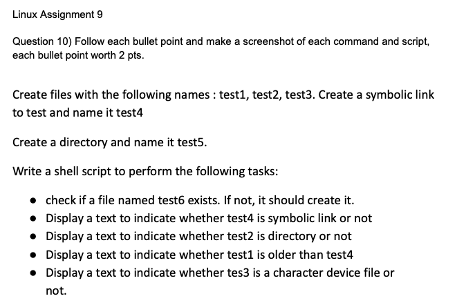Solved Linux Assignment 9 Question 10 Follow Each Bullet