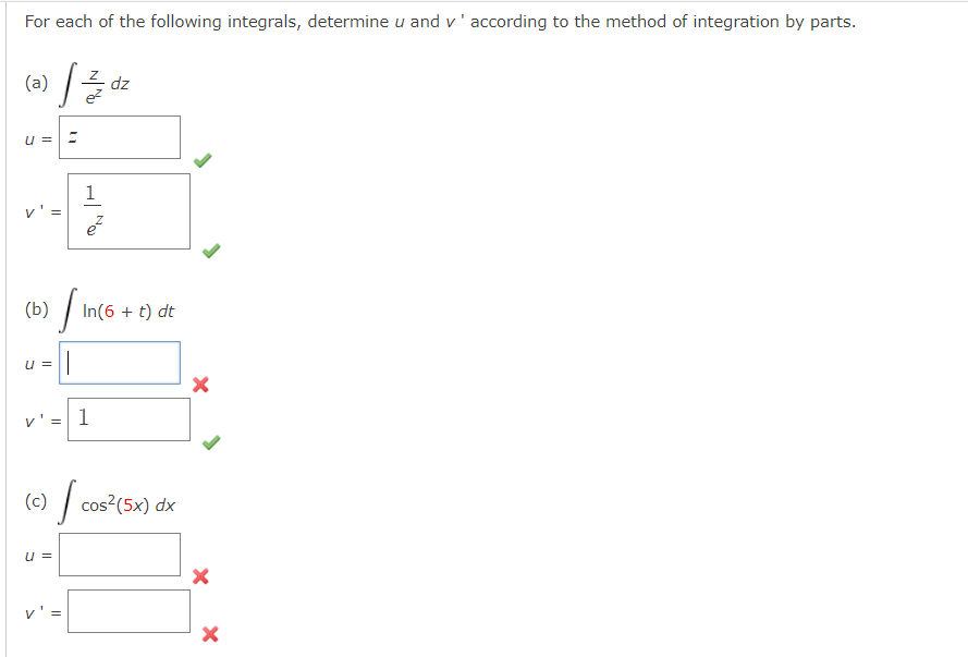 Solved For each of the following integrals, determine u and | Chegg.com