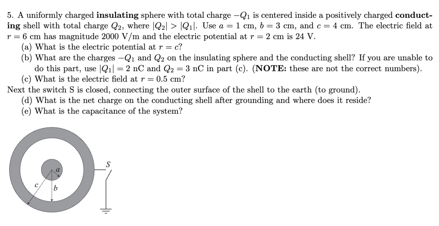Solved 5. A uniformly charged insulating sphere with total | Chegg.com Solved 5. A uniformly charged insulating sphere with total | Chegg.com