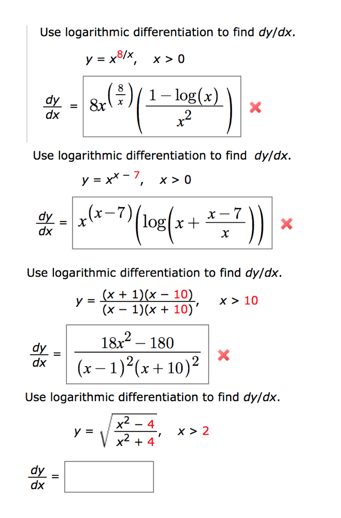 Solved Use Logarithmic Differentiation To Find Dy dx Y Chegg
