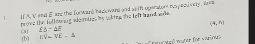 Solved If \\( \\Delta, \\nabla \\) and \\( E \\) are the | Chegg.com