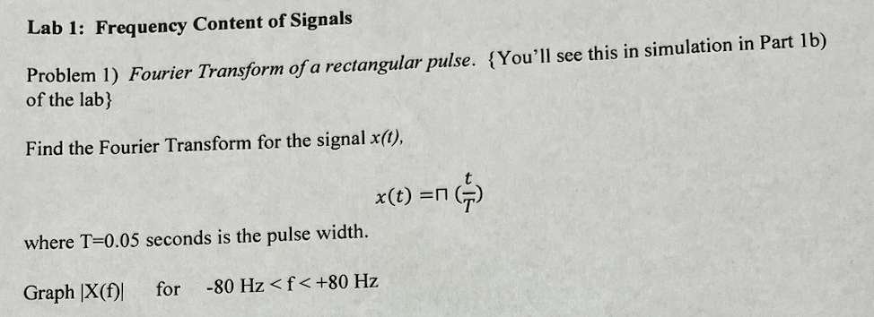 Solved Lab 1: Frequency Content of Signals Problem 1) | Chegg.com