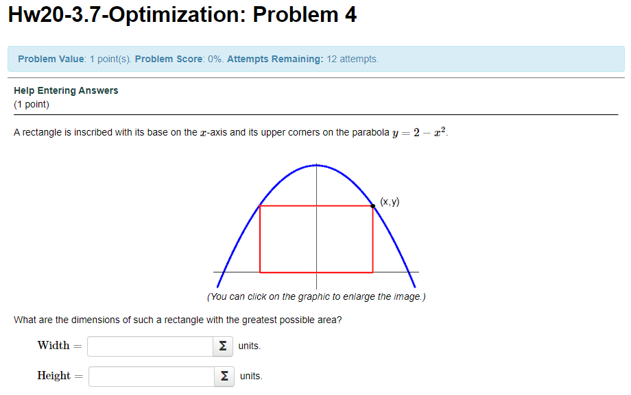 Solved Hw20-3.7-Optimization: Problem 4 Problem Value: 1 | Chegg.com