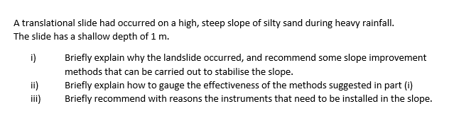 Solved A translational slide had occurred on a high, steep | Chegg.com