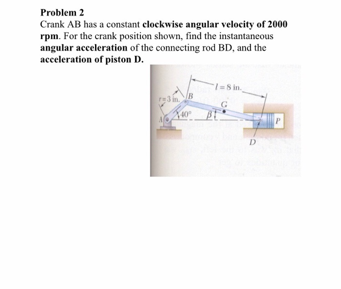 Solved Problem 2 Crank AB has a constant clockwise angular | Chegg.com