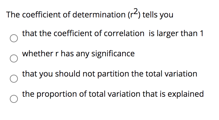Solved The coefficient of determination (r2) tells you that | Chegg.com