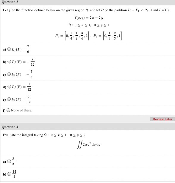 Solved Let f be the function defined below on the given | Chegg.com