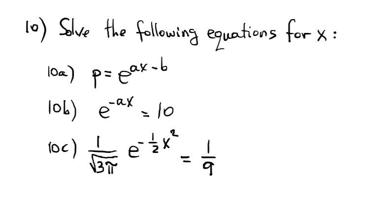 Solved 10) Solve the following equations for * : 10a) p= | Chegg.com