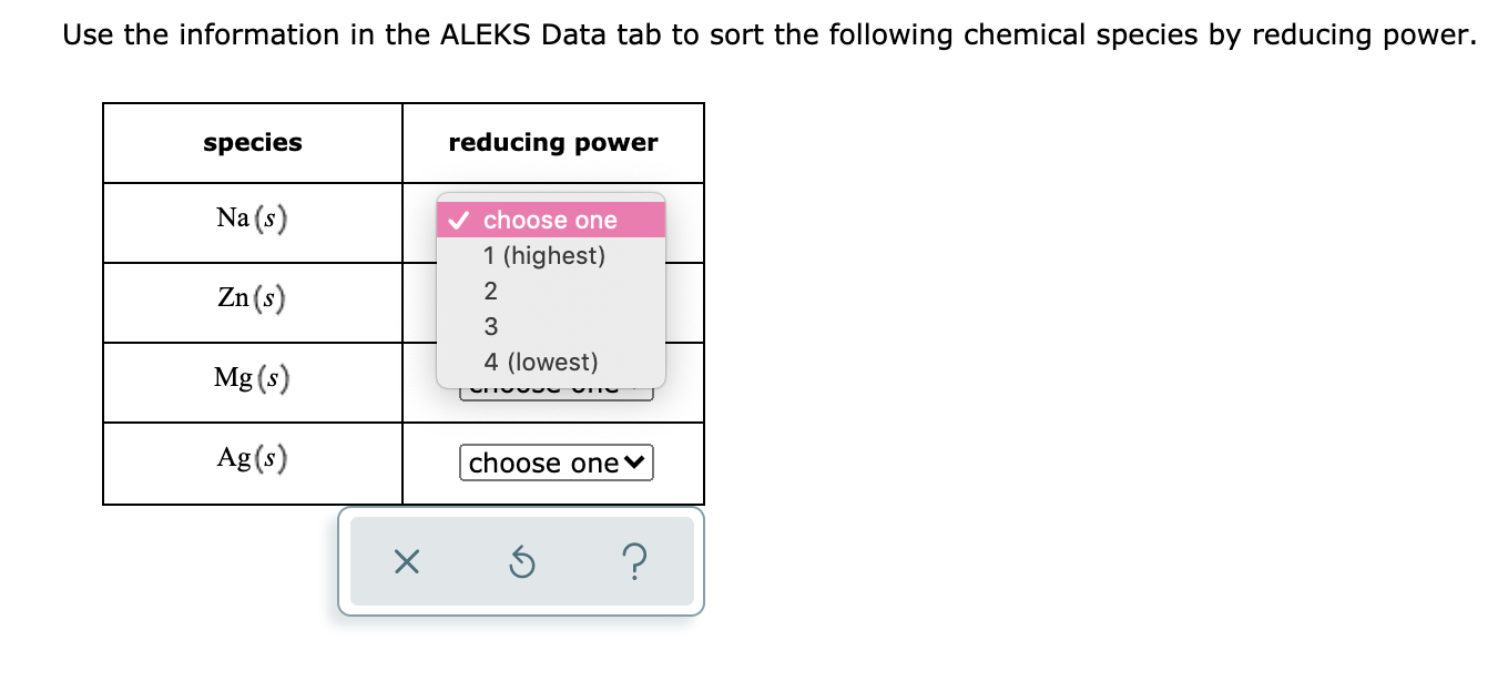 Solved Use the information in the ALEKS Data tab to sort the | Chegg.com
