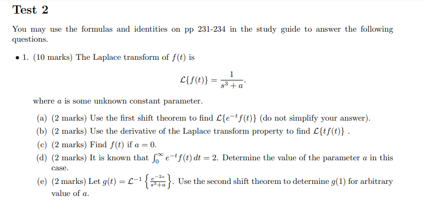 Solved Test 2 Yot may be the formulas and Identities on pp | Chegg.com