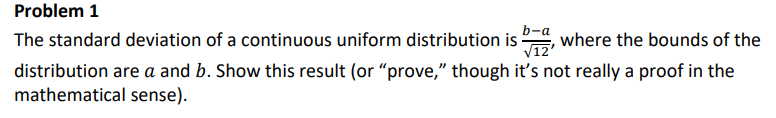Solved The standard deviation of a continuous uniform | Chegg.com