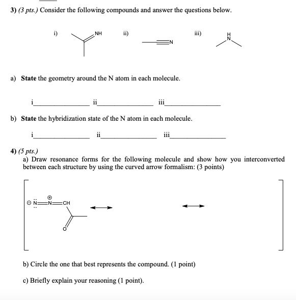 Solved 3) ( 3 pts.) Consider the following compounds and | Chegg.com