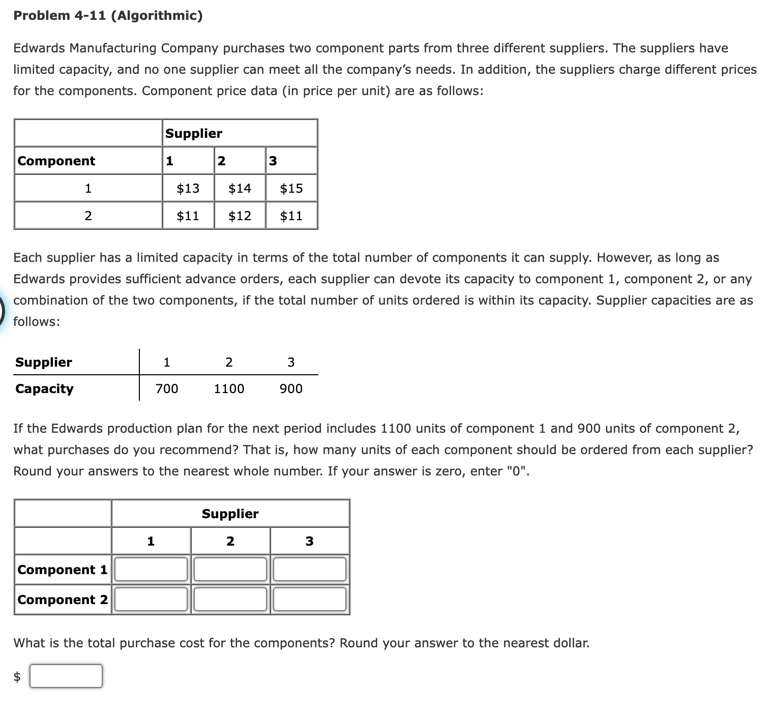 Solved Problem 4-11 (Algorithmic)Edwards Manufacturing | Chegg.com Solved Problem 4-11 (Algorithmic)Edwards Manufacturing | Chegg.com